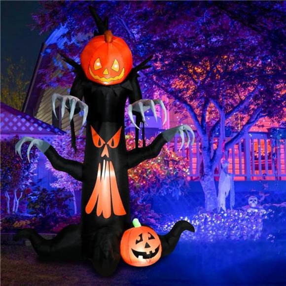 Holiday | 8 Ft Halloween Inflatables Witch Tree With Pumpkins Led ...
